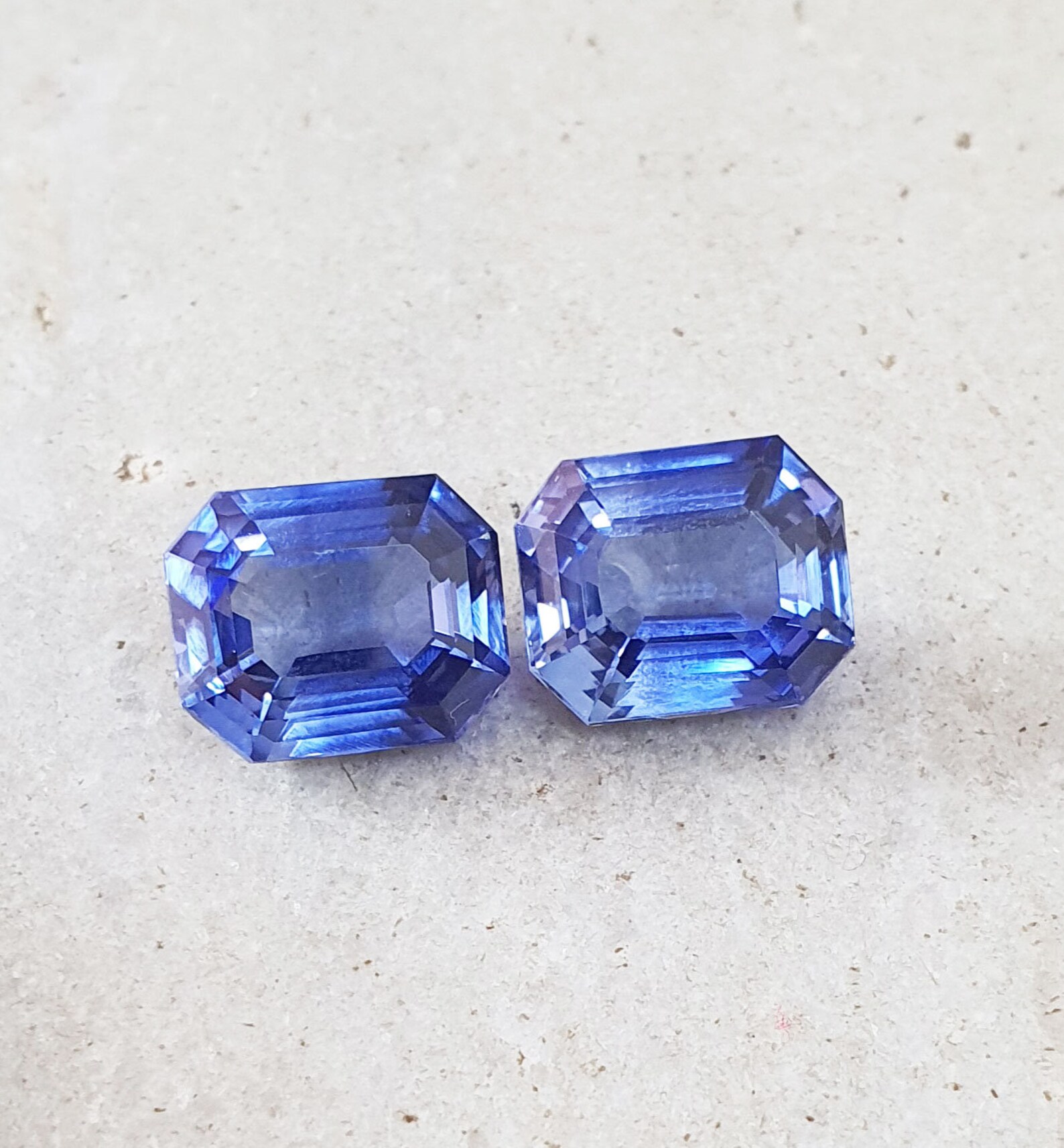 16.52ct Flawless Ceylon Cornflower Blue Sapphire Matching Pair Octagon Cut AAA Quality Loose ...