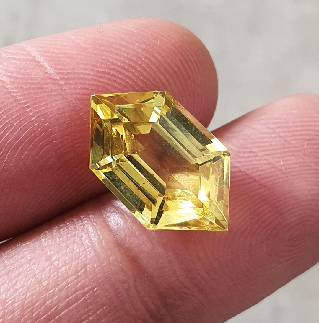 10.09 Ct Flawless Ceylon Yellow Sapphire Fancy Shape Lab Created Yellow ...