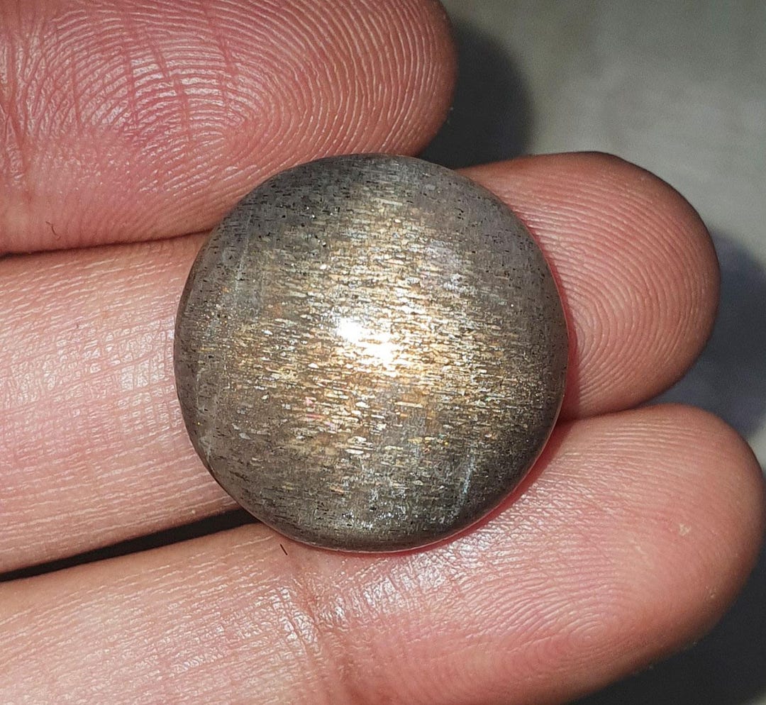 29.92 Ct Natural Grey Star Sunstone 4 Rays Round Cabochon AAA Quality ...