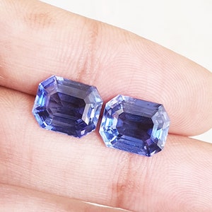 16.52ct Flawless Ceylon Cornflower Blue Sapphire Matching Pair Octagon Cut AAA Quality Loose ...