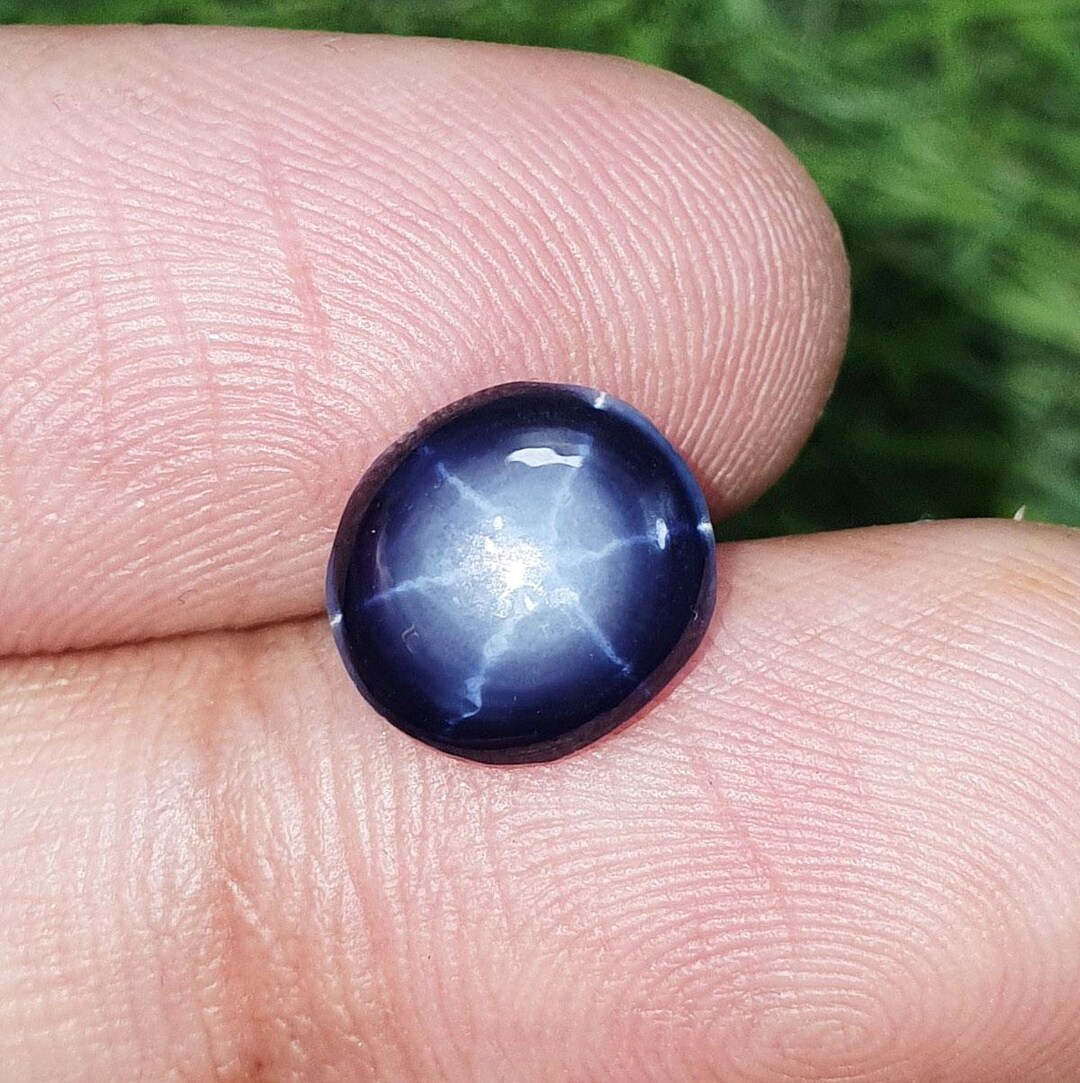 3.31ct Blue Star Sapphire 6 Rays Oval Cabochon Lab Grown Lindy Star Sapphire AAA Quality Loose ...