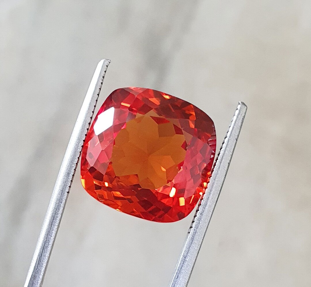 16.10 Ct Flawless Ceylon Orange Sapphire Cushion Cut AAA Quality ...