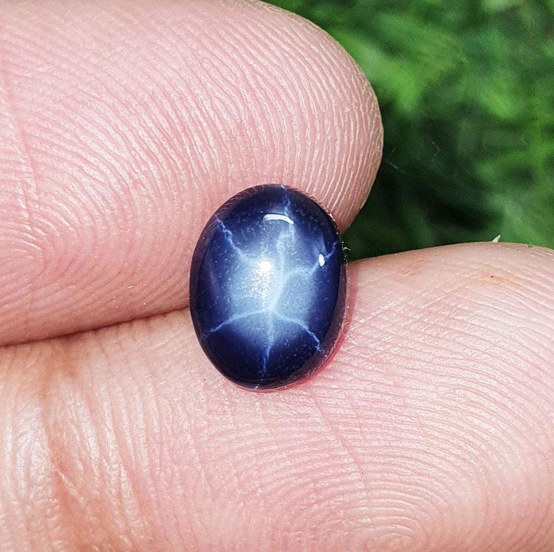 2.50ct Blue Star Sapphire 6 Rays Oval Cabochon Lab Grown Lindy Star Sapphire AAA Quality Loose ...