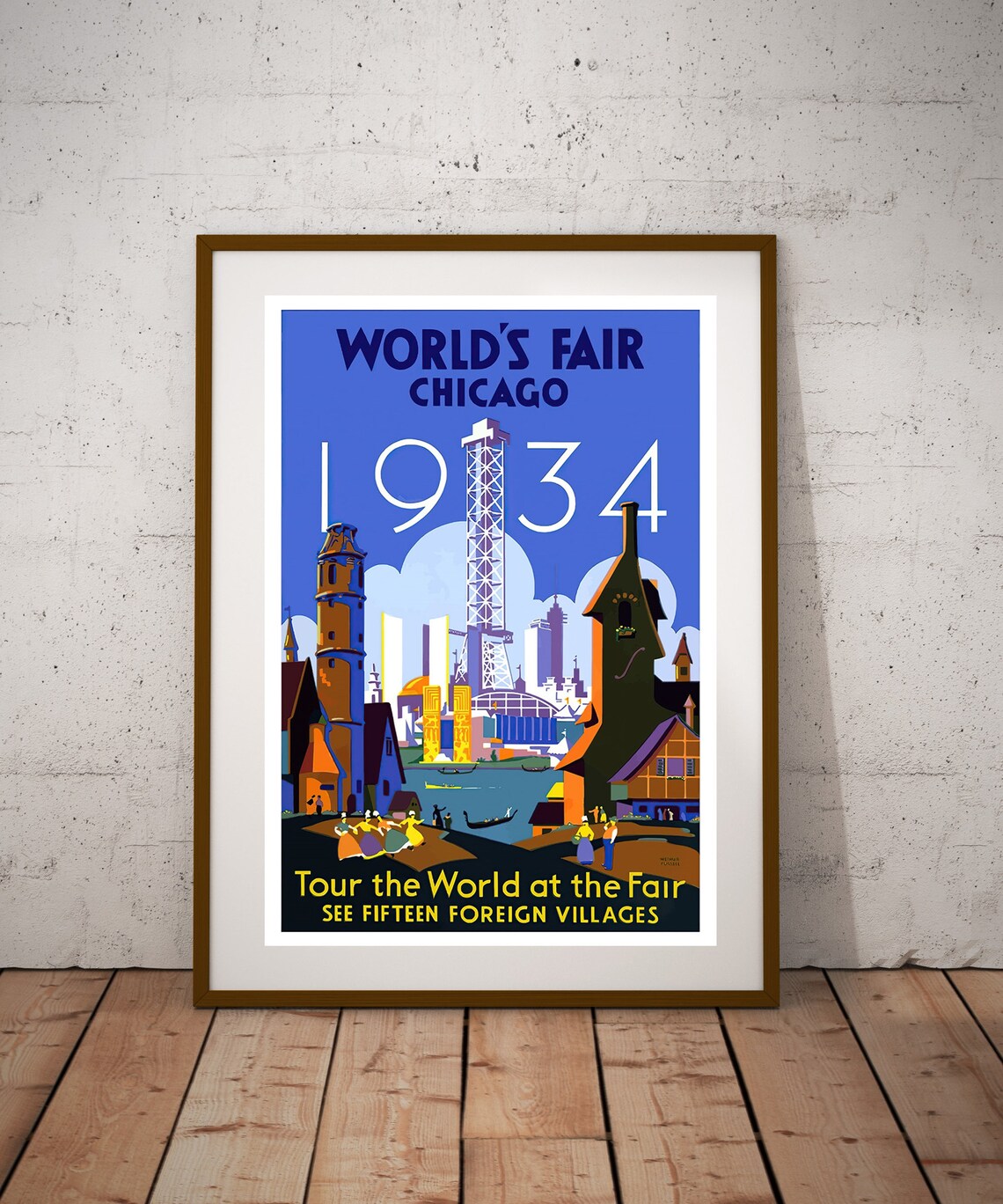 1934 Chicago Worlds Fair Poster Cartel de viaje Vintage | Etsy