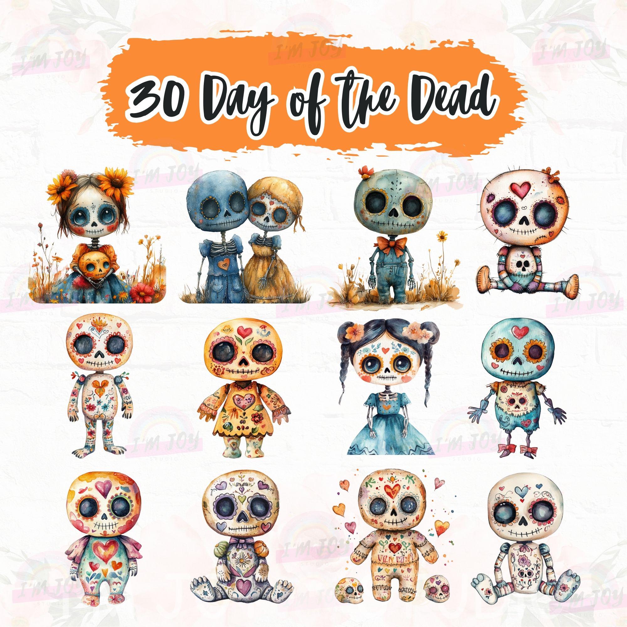 Day of the Dead Watercolor Clipart Bundle, Sugar Skull Doll ...