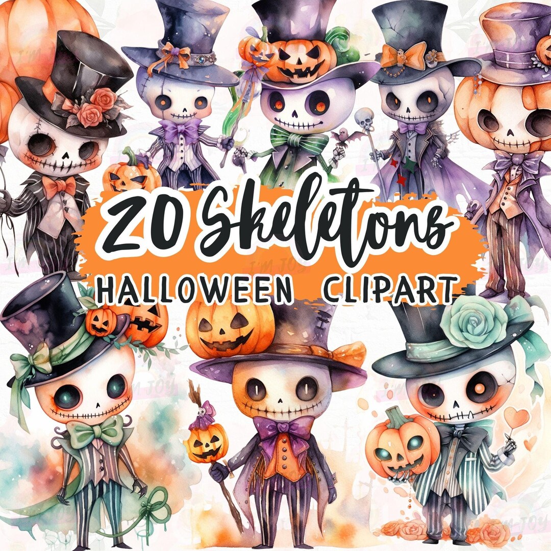 Skeletons Halloween Clipart, Cute Skeletons Clip Art for Halloween ...
