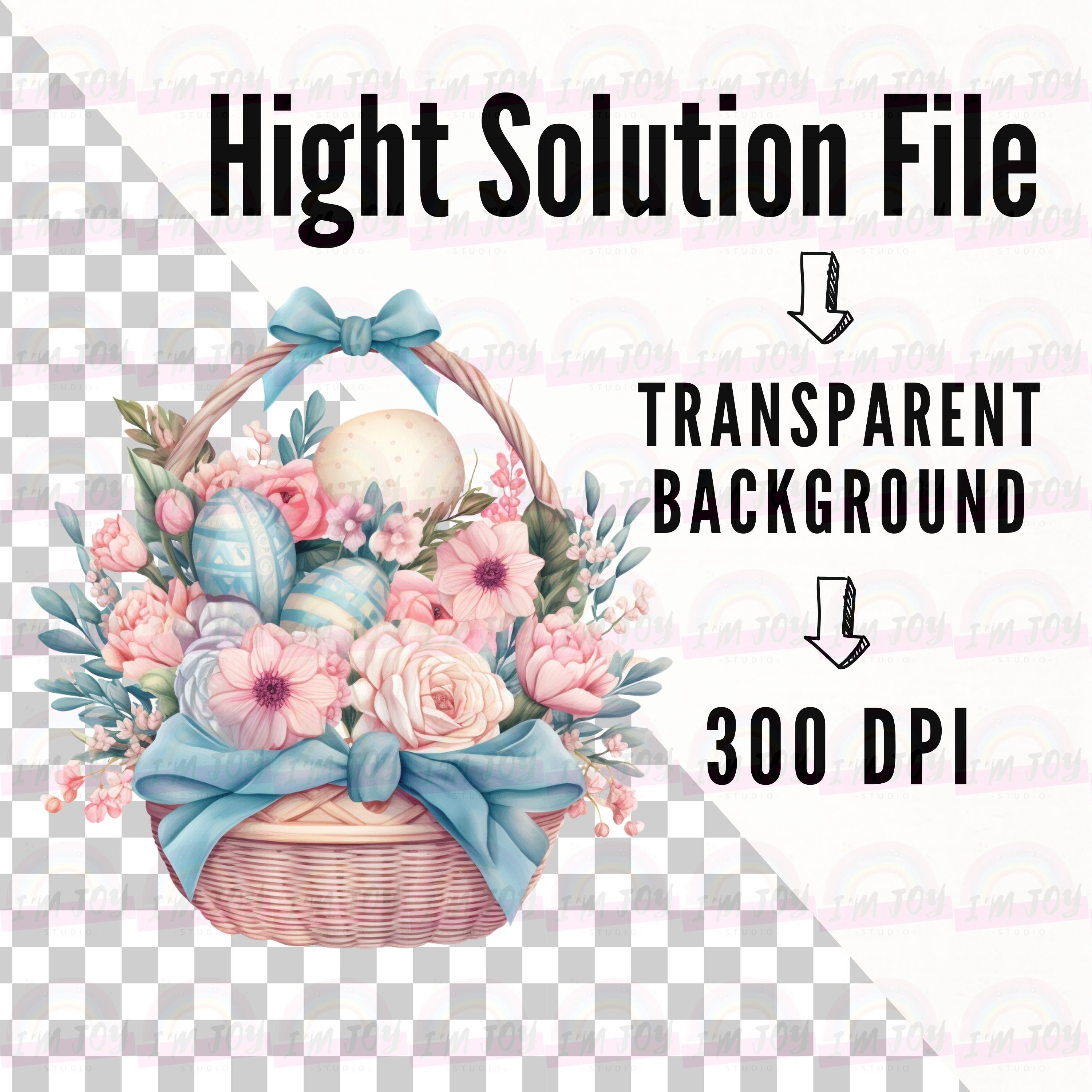 Watercolor Easter Baskets Clipart, 30 PNG Images, Springtime Floral ...