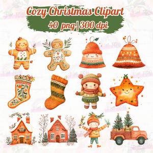 Cozy Christmas Clipart Set, 40 PNG Files, Cute Winter Digital Download ...