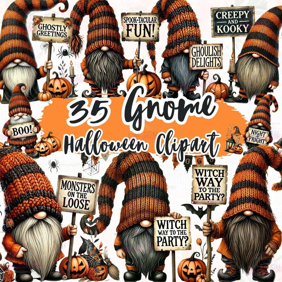 Halloween Gnome Clipart Set: 35 Spooky Fall Gnomes (PNG Digital Art) - Etsy