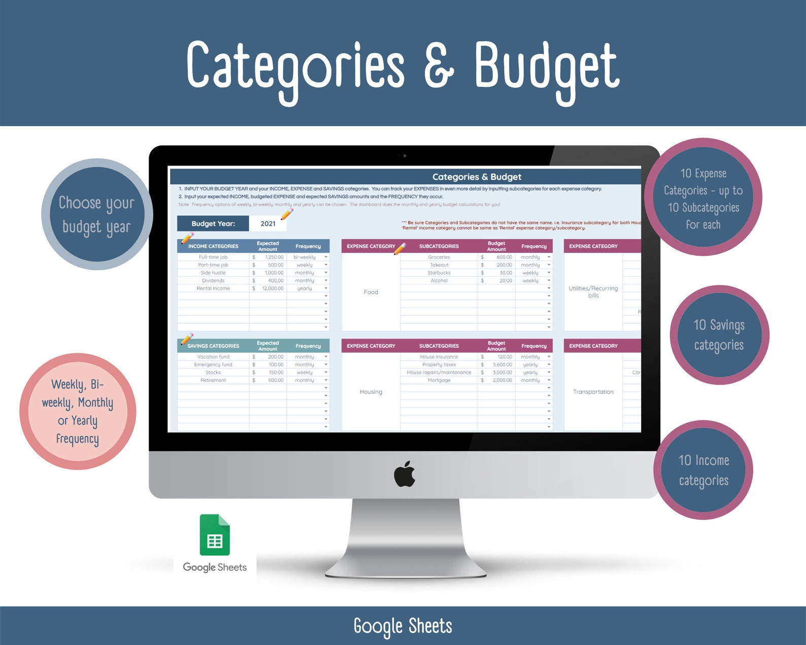 Google Sheets Personal Monthly Finance Digital Dashboard - Etsy
