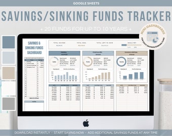 Sinking Funds Tracker Google Sheets Spreadsheet Template, Monthly ...