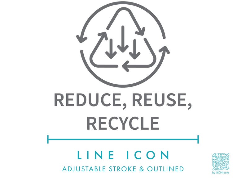 Reduce Reuse Recycle Line Icon SVG, Minimalist Eco Friendly Recycling ...