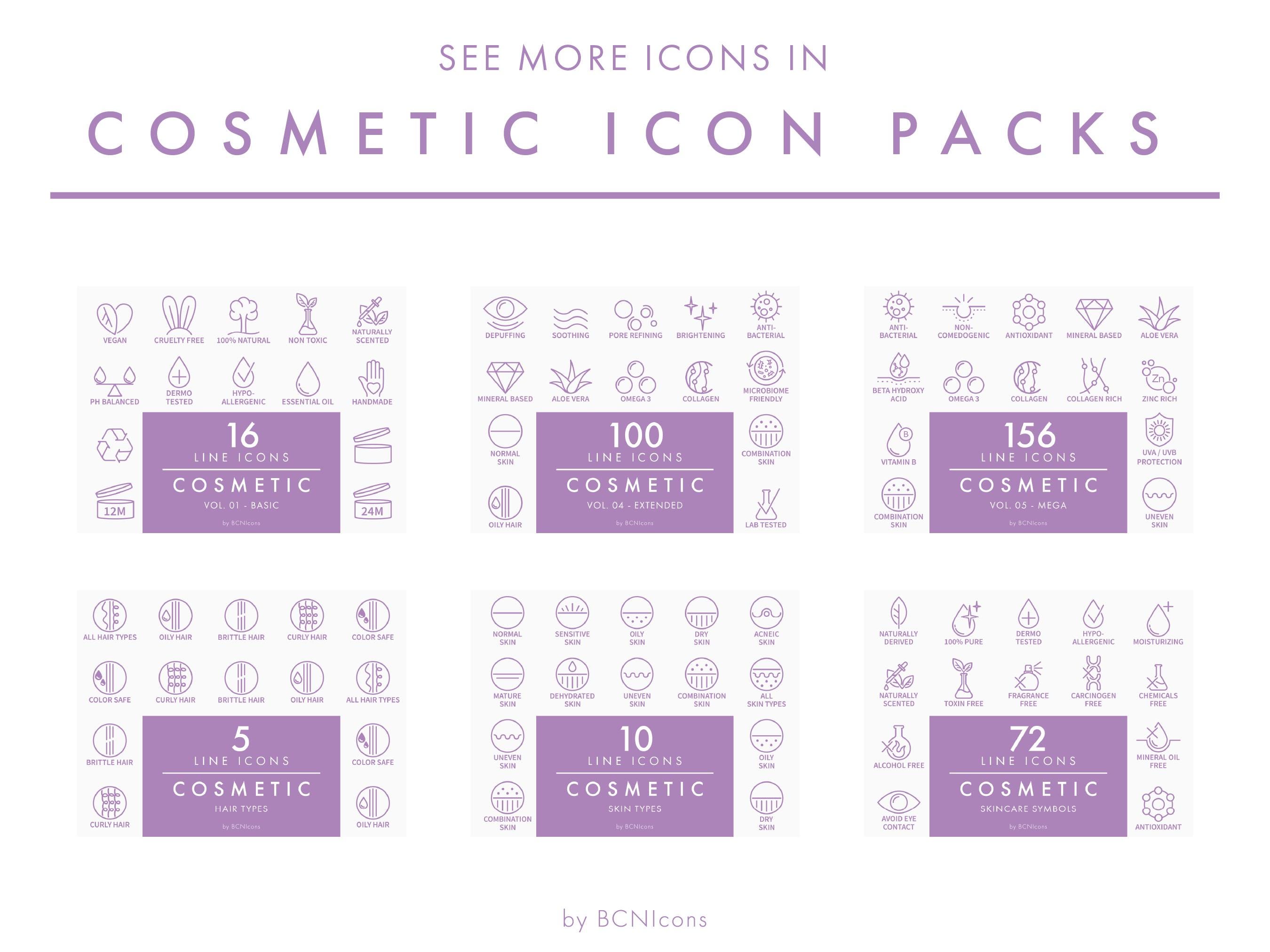 Cosmetics Packaging Symbols Vol. 05 MEGA PACK Line Icons Set SVG ...
