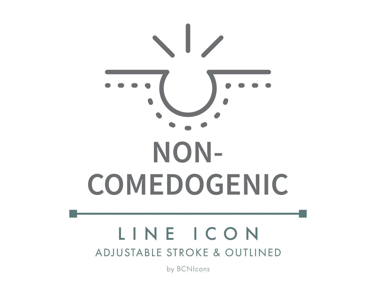 Non-comedogenic Line Icon SVG, Anti Acne Cosmetics Packaging Logo PNG ...