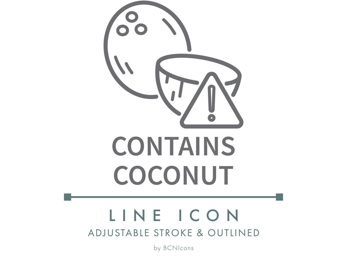 Contains Coconut Line Icon SVG, Minimalist Nut Food Allergens Packaging ...