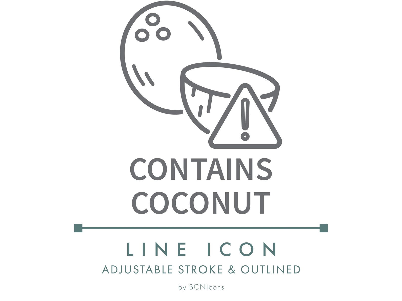 Contains Coconut Line Icon SVG, Minimalist Nut Food Allergens Packaging ...