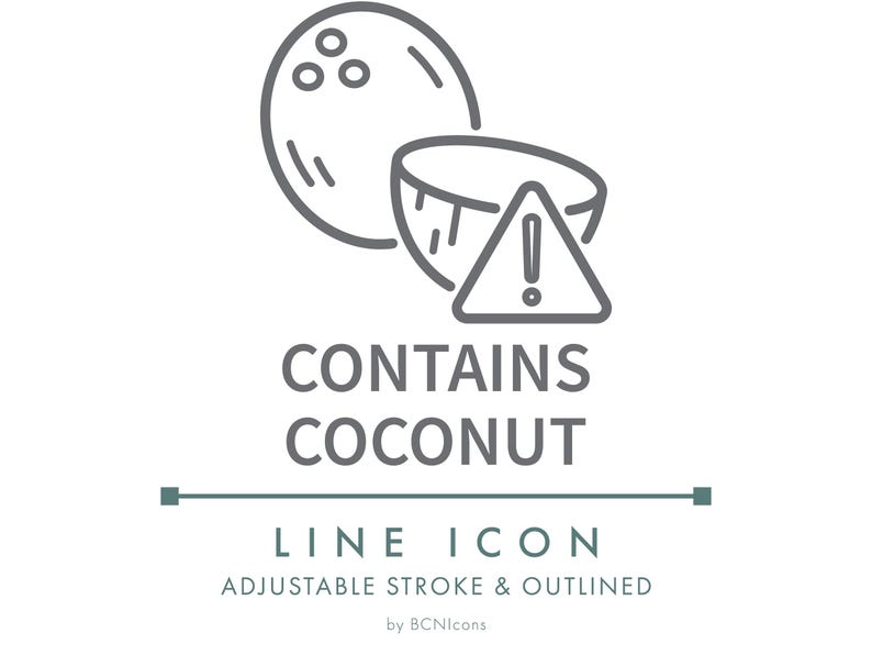 Contains Coconut Line Icon SVG, Minimalist Nut Food Allergens Packaging ...