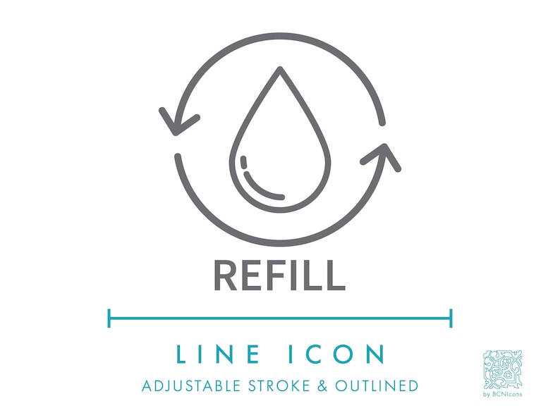 Refill Packaging Line Icon SVG, Minimalist Refillable Product Packaging ...