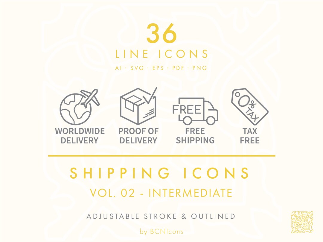 INTERMEDIATE PACK: Shipping Symbols Vol. 02 Outline Icon Set ...