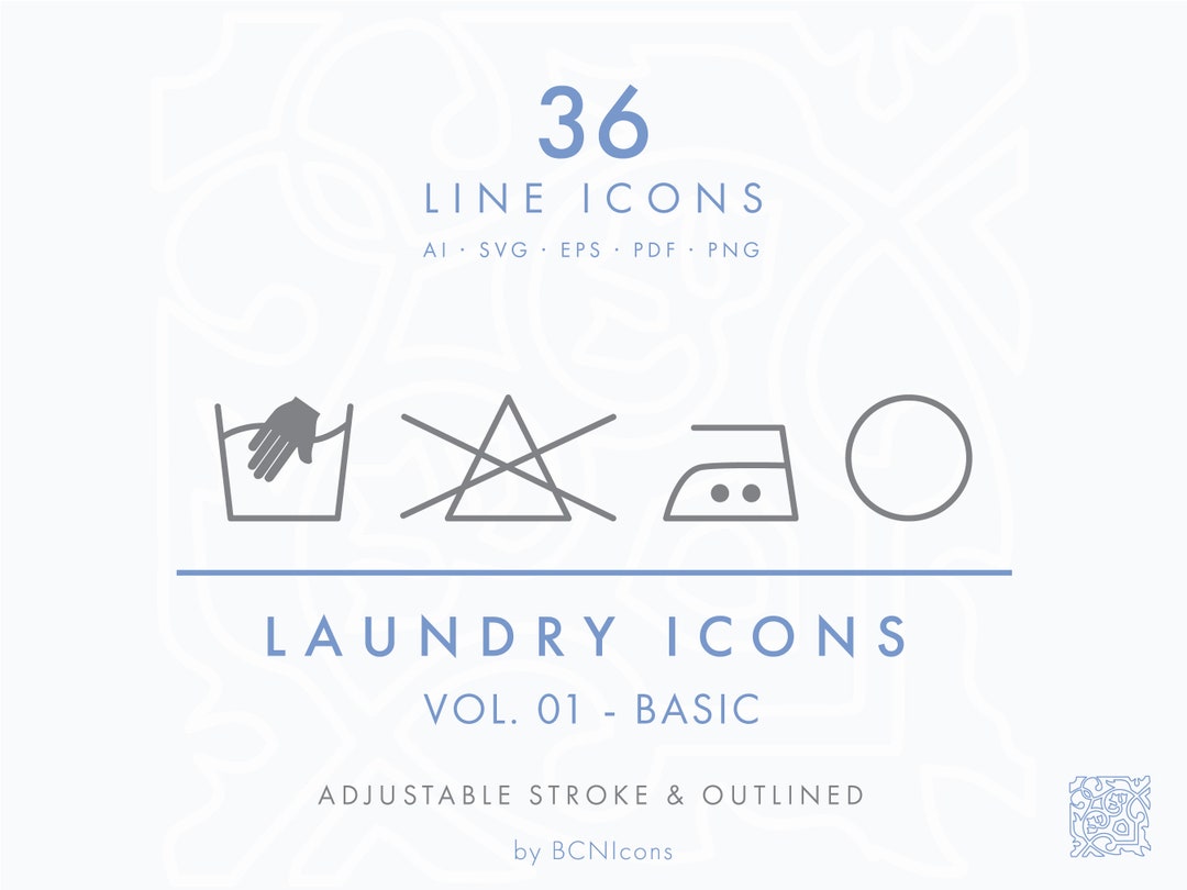 BASIC PACK: Laundry Care Symbols Line Icons Vol. 01 SVG, Minimalist ...