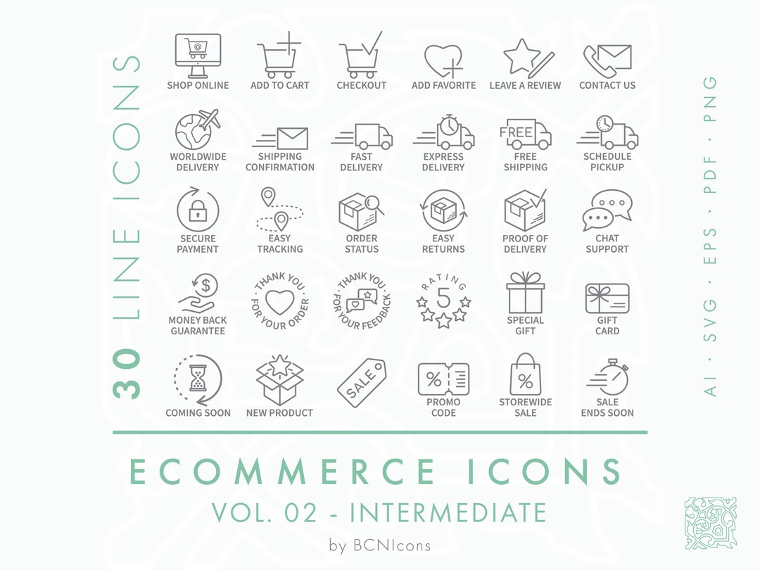 Ecommerce Symbols Vol. 02 Intermediate Icon Pack SVG, Minimalist ...
