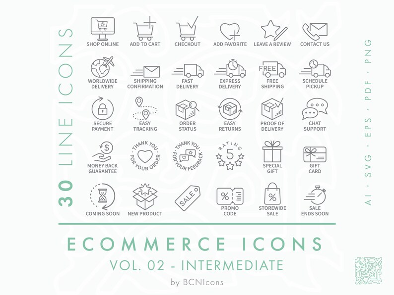 Ecommerce Symbols Vol. 02 Intermediate Icon Pack SVG - Etsy
