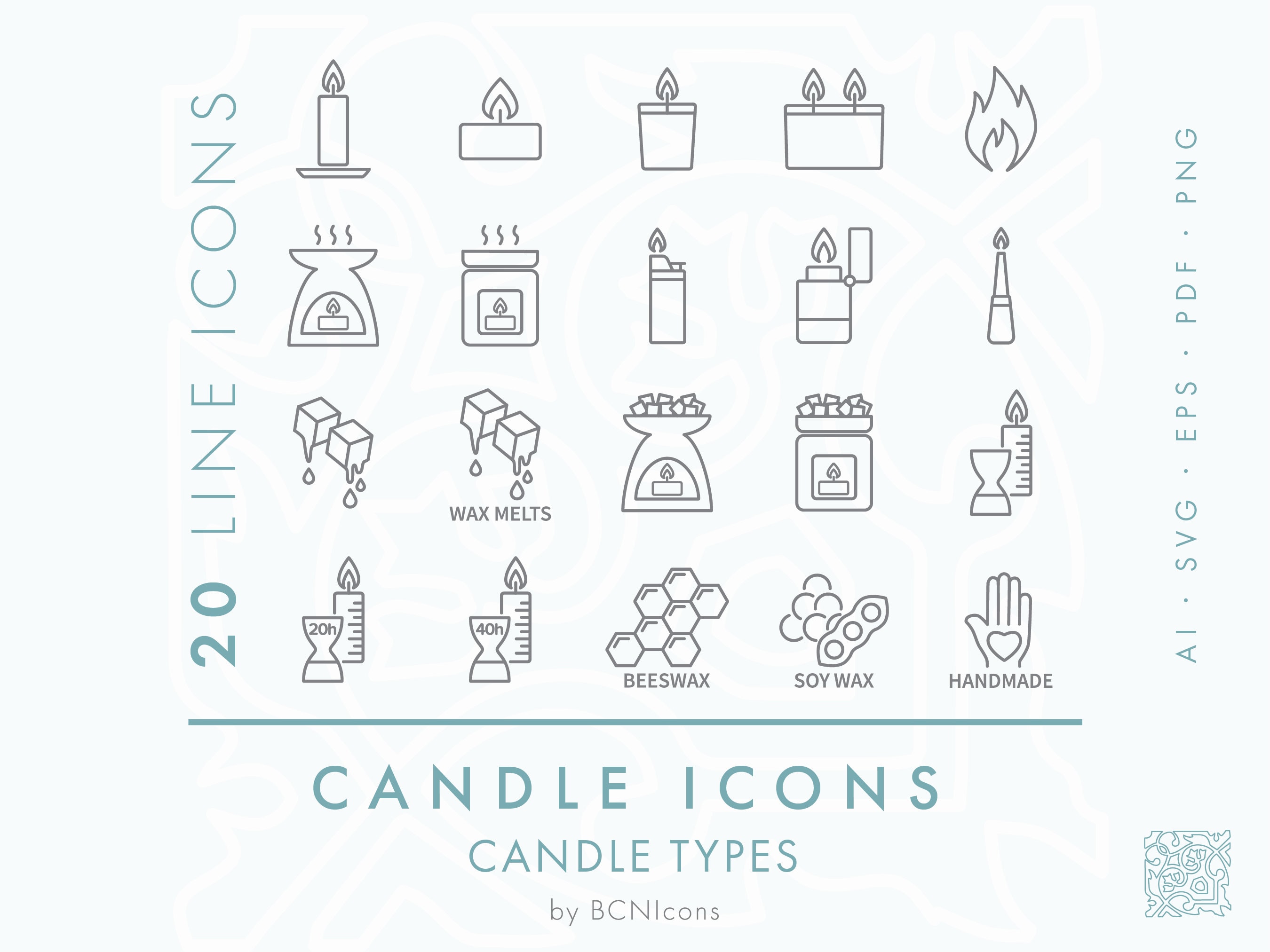 CANDLE PACK: Candle Shape Outline Icon Set SVG, Minimalist Candle Types ...