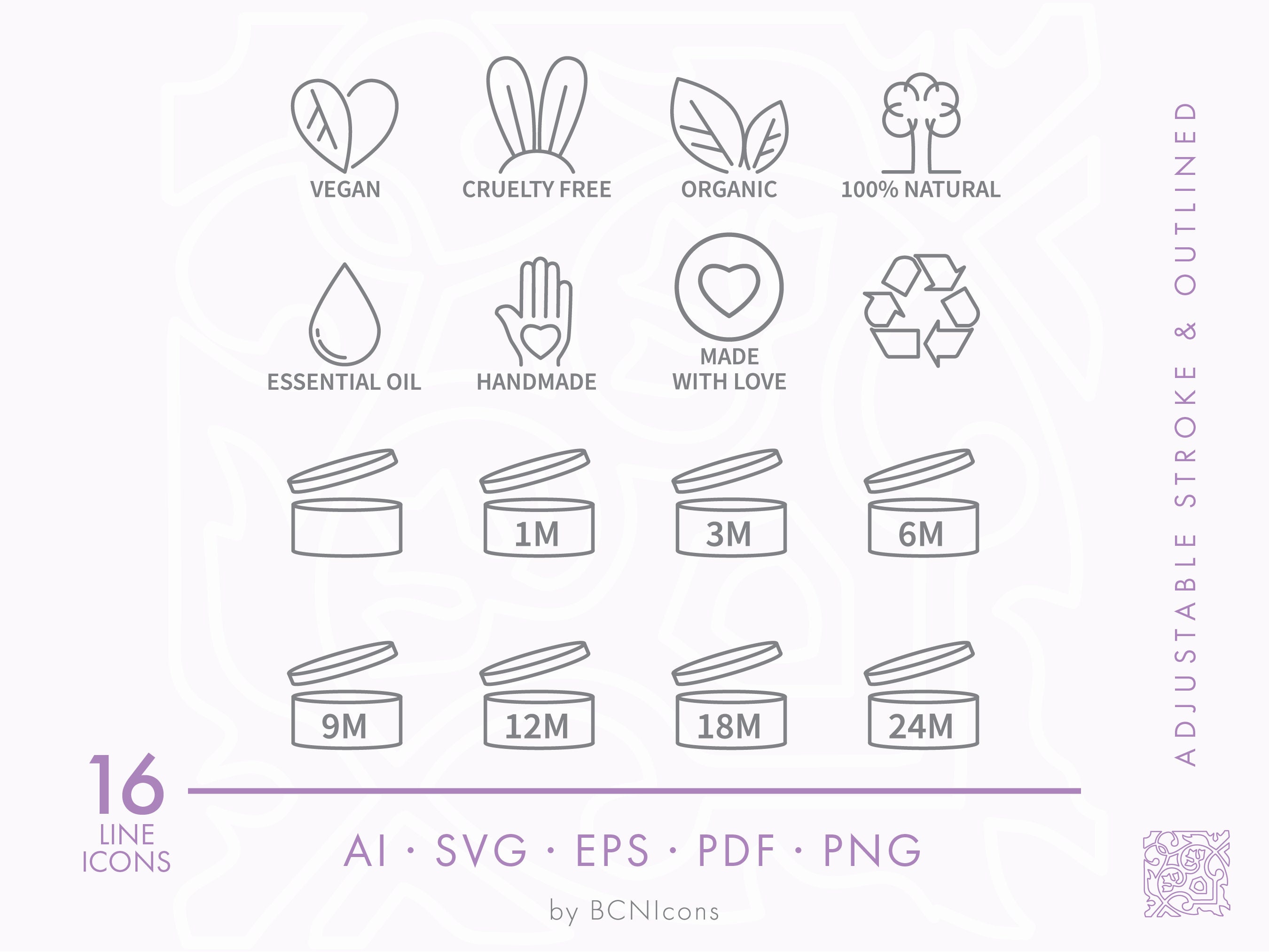 Cosmetics Packaging Symbols Vol. 01 BASIC PACK Line Icons SVG ...