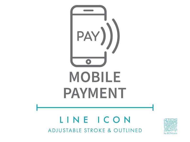 Mobile Payment Contactless Ecommerce Line Icon SVG, Minimalist App ...
