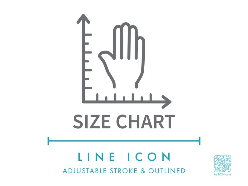 Size Chart Jewelry Line Icon SVG, Minimalist Ring Sizing Jewellery Care ...