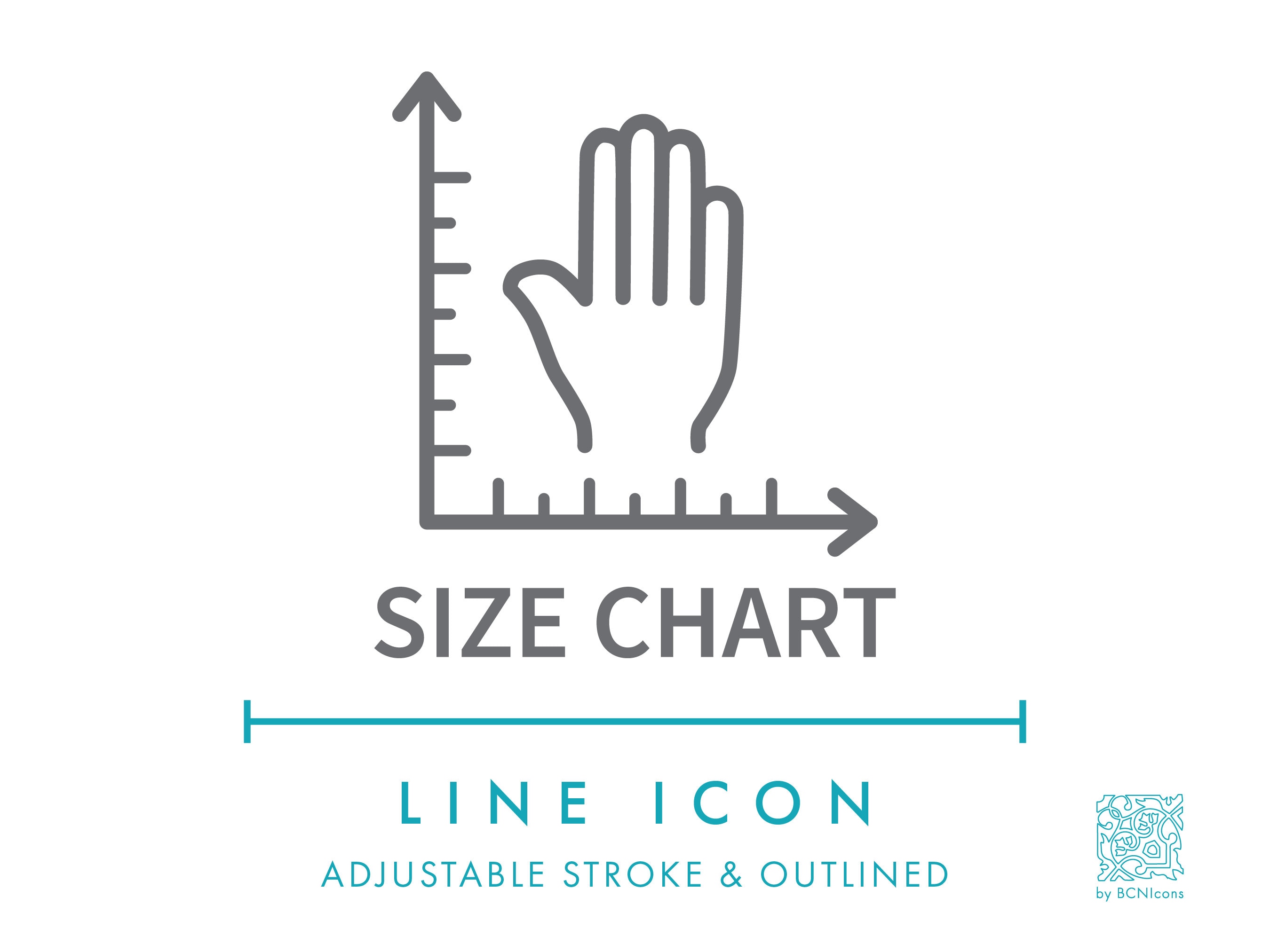 Size Chart Jewelry Line Icon SVG, Minimalist Ring Sizing Jewellery Care ...