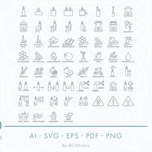 Candle Making Symbols Vol. 03 Advanced Pack Line Icons SVG, Minimalist ...