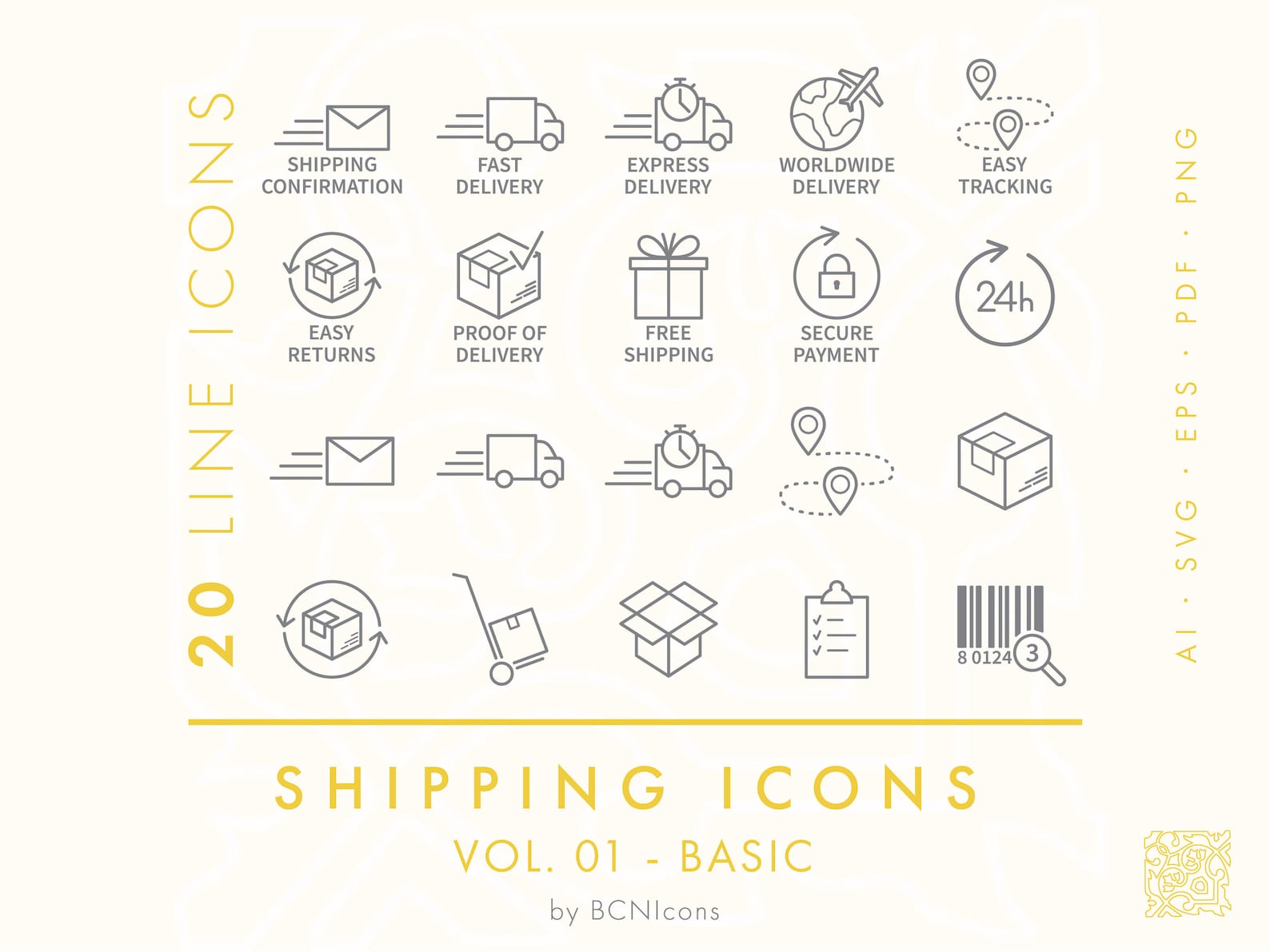 Shipping Symbols Vol. 01 Basic Outline Icon Set SVG, Minimalist ...