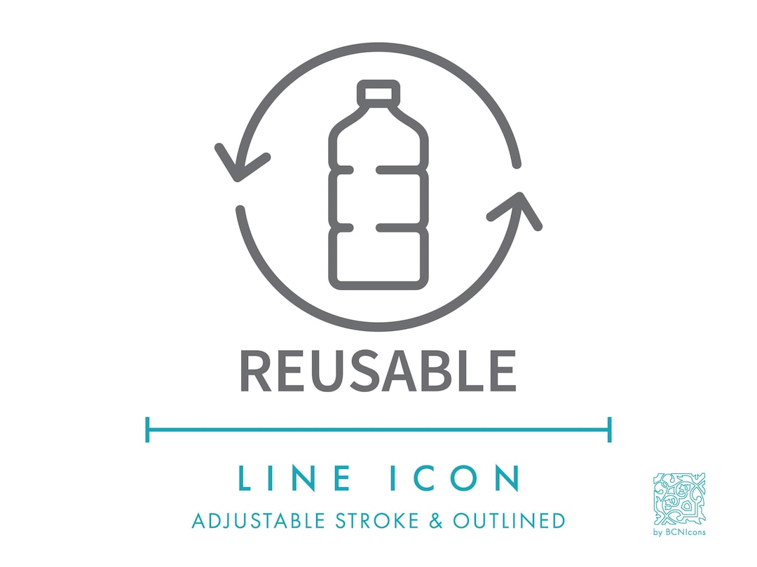 Reusable Bottle Packaging Line Icon SVG, Minimalist Reuse Container ...