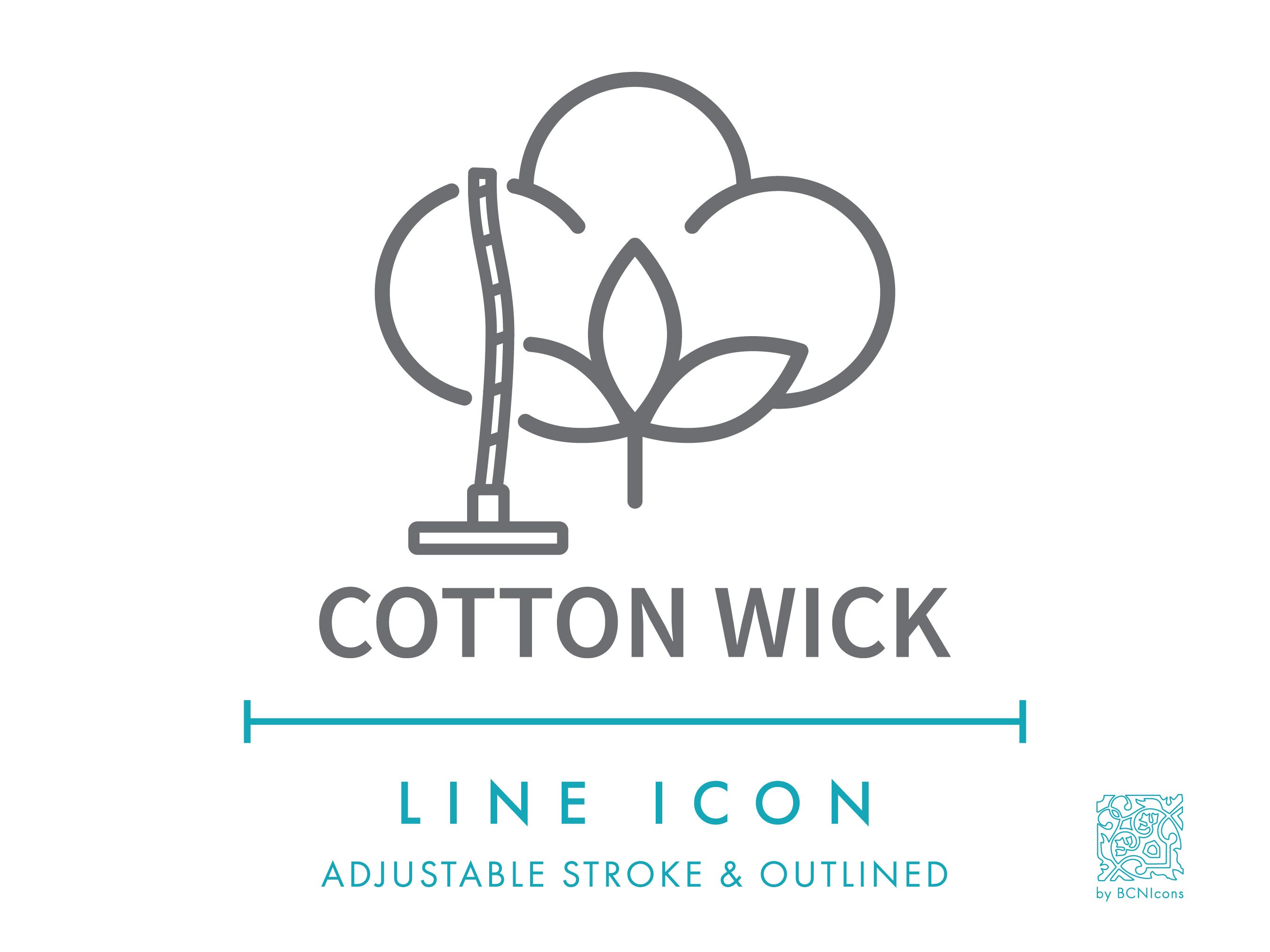 Cotton Wick Line Icon SVG, Minimalist Wax Candle Packaging Clip Art PNG ...