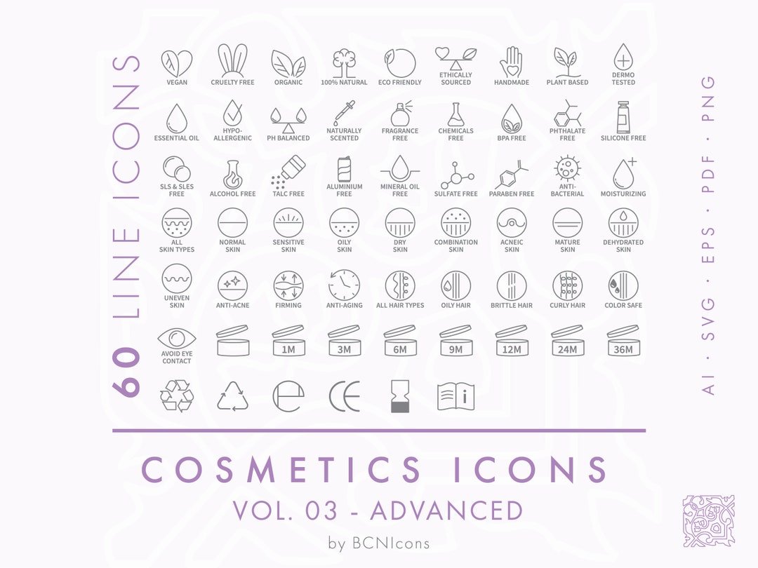 Cosmetics Packaging Symbols Vol.03 Advanced Line Icons Pack SVG ...