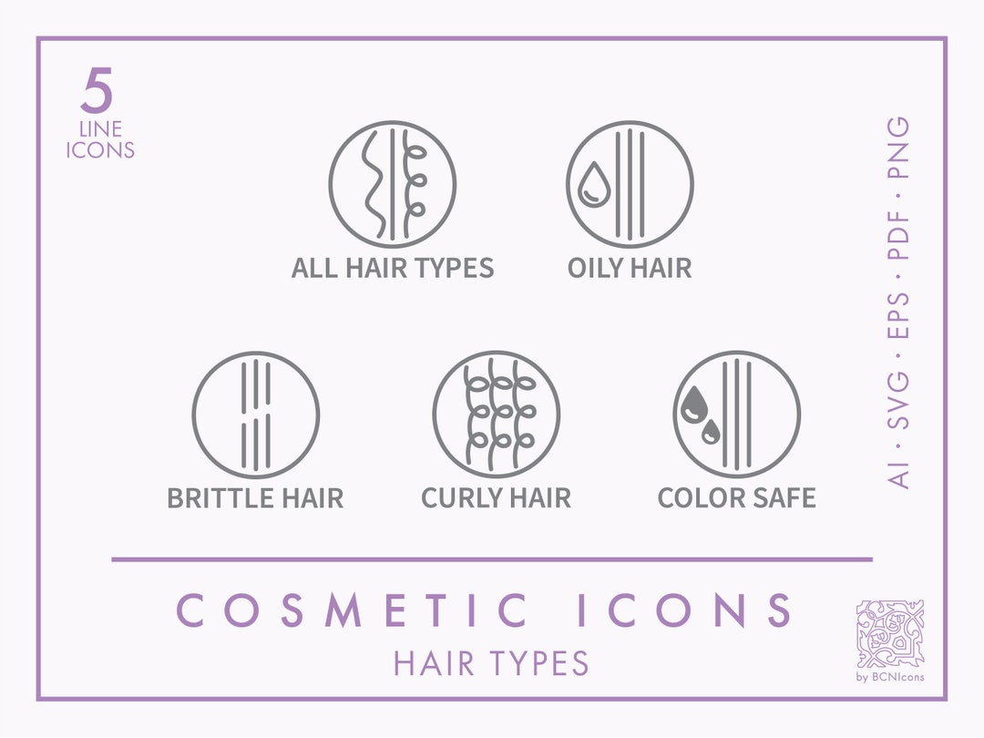 Hair Types Line Icons Pack SVG Minimalist Cosmetics Symbols - Etsy Canada
