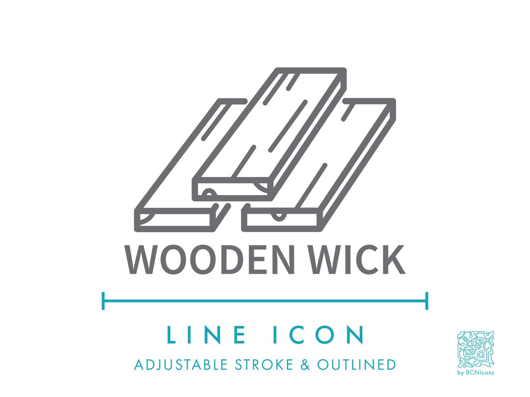 Wooden Wick Line Icon SVG, Minimalist Wax Candle Packaging Clip Art PNG ...