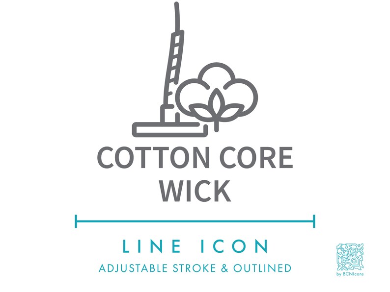 Cotton Core Wick Line Icon SVG, Minimalist Wax Candle Packaging Clipart ...