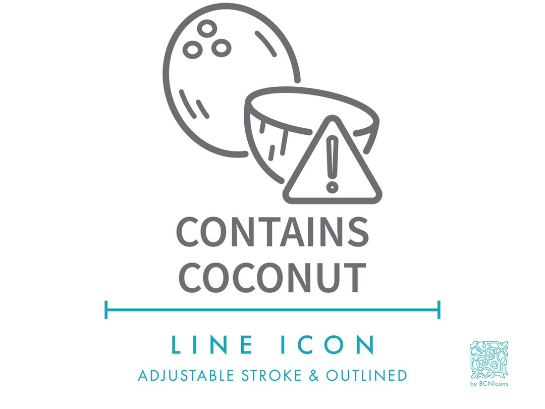 Contains Coconut Line Icon SVG, Minimalist Nut Food Allergens Packaging ...