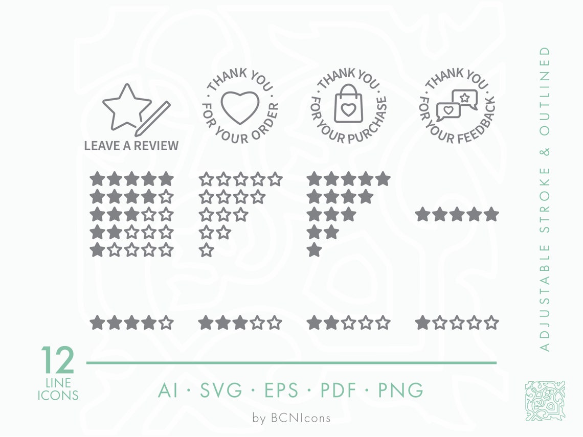 REVIEW SYMBOLS Ecommerce Line Icon Pack SVG Minimalist Online - Etsy