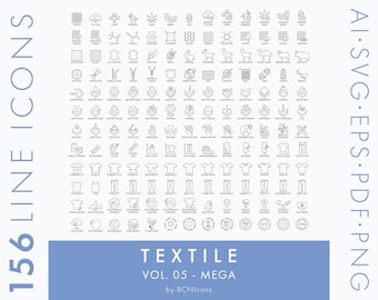 Textile Symbols Vol. 02 Intermediate Line Icons Pack SVG, Tailor Sewing ...