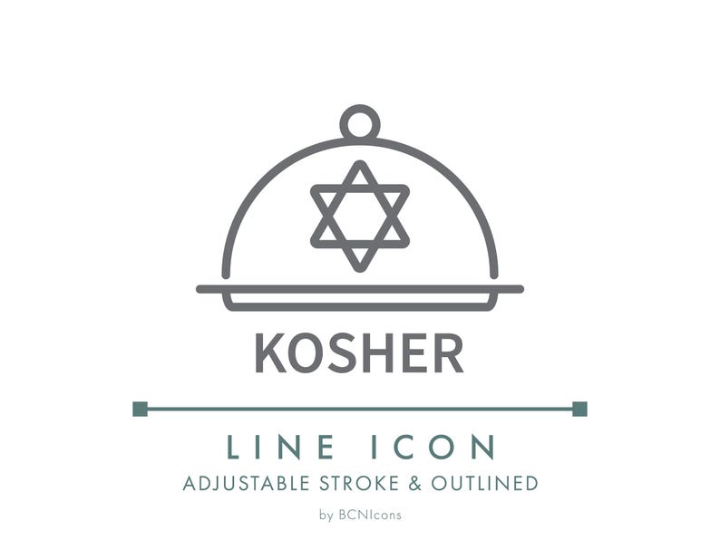 Kosher Food Line Icon SVG, Minimalist Special Jewish Food and Drink ...