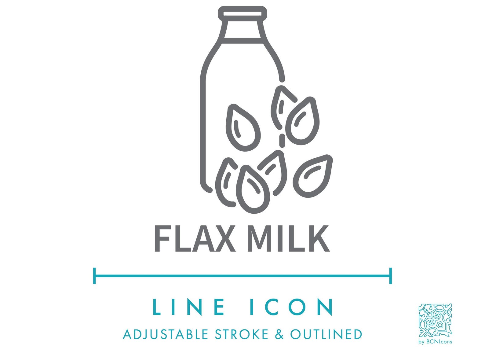 Flax Milk Line Icon SVG, Flaxseed Vegan Non-dairy Milk Food Symbol Icon ...