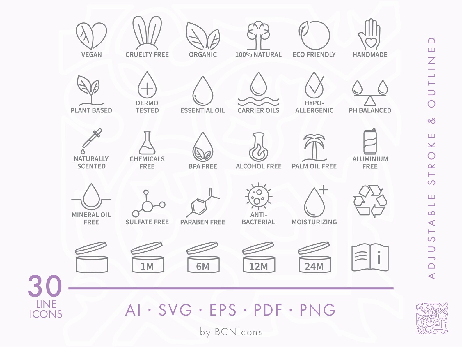 Cosmetics Packaging Symbols Vol. 02 Intermediate Line Icons Pack SVG ...