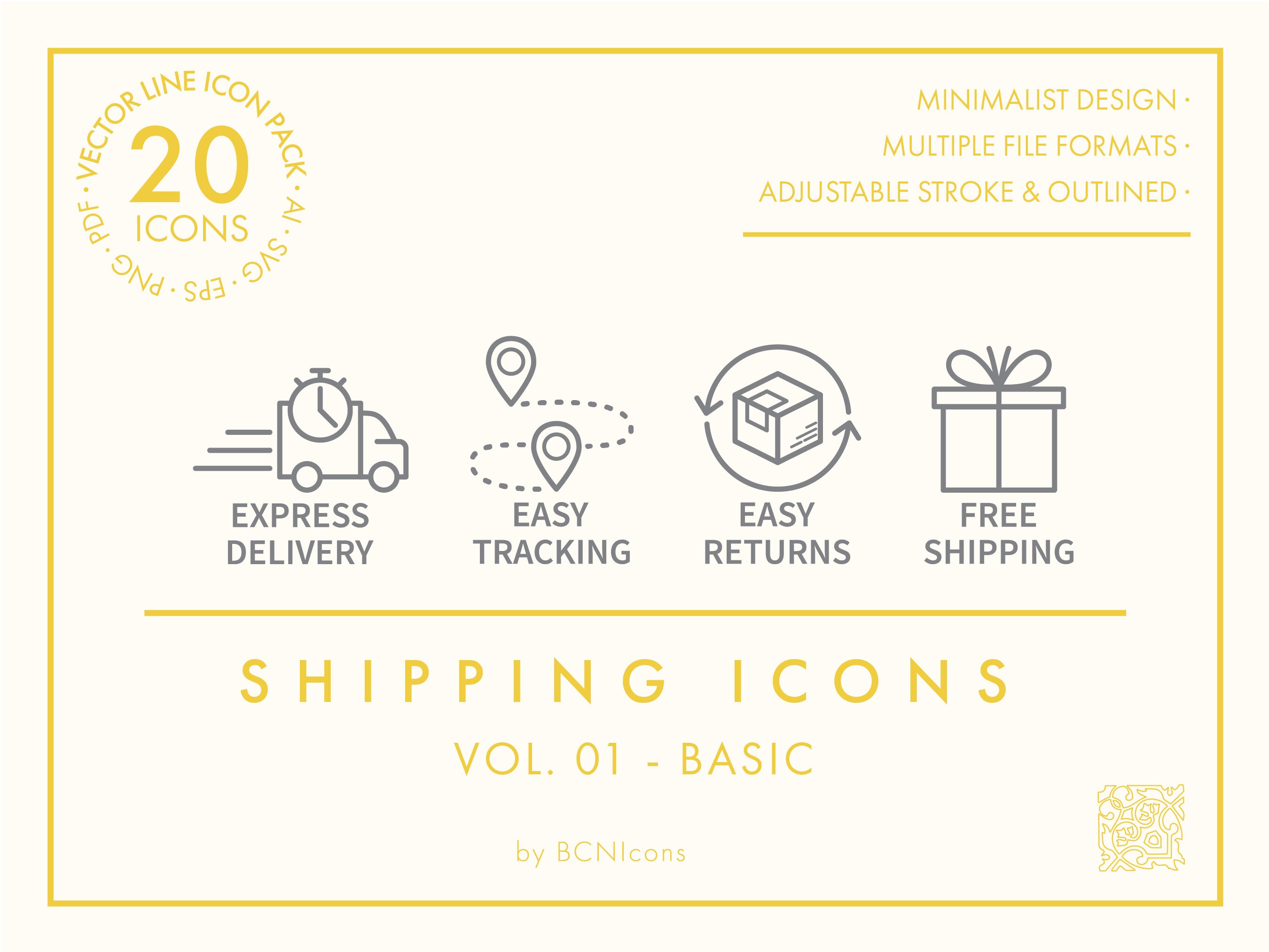 BASIC PACK: Shipping Symbols Vol. 01 Outline Icon Set SVG - Etsy