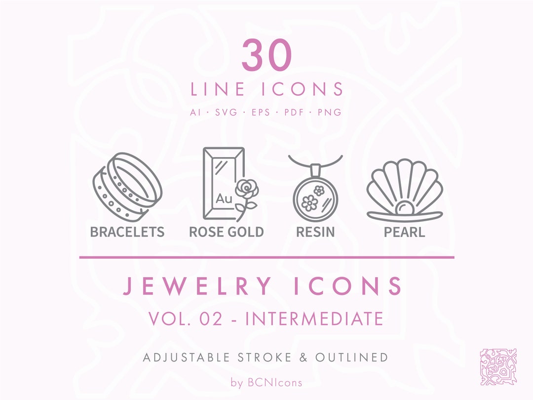 INTERMEDIATE PACK: Jewelry Line Icons Vol. 02 SVG, Minimalist Jewellery ...