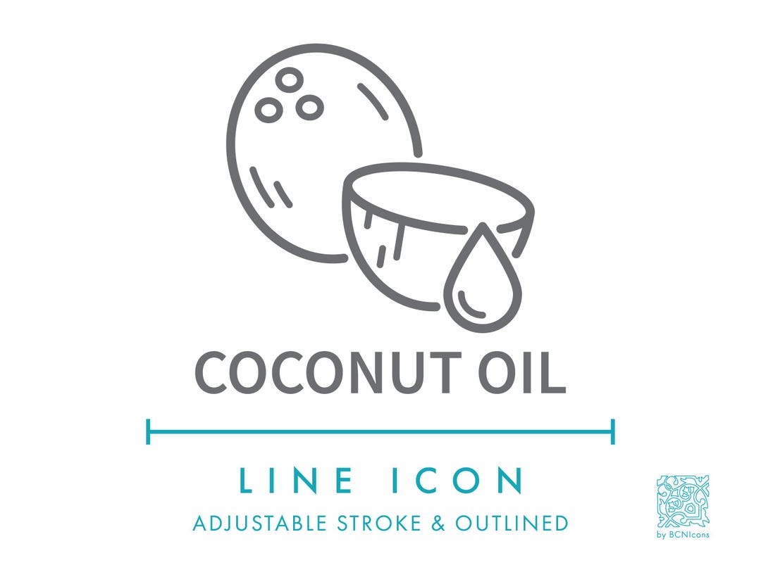 Coconut Oil Line Icon SVG, Plant Oil Natural Food & Cosmetics Packaging ...
