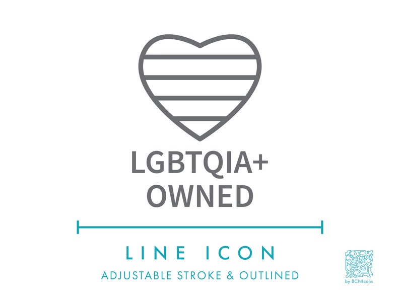 LGBTQIA Owned Business Heart Line Icon Svg, Minimalist LGBTQ Gender ...