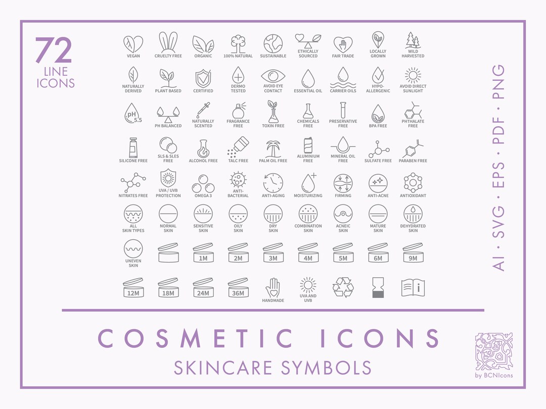 Skincare Product Line Icons Pack SVG Minimalist Cosmetics - Etsy